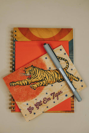 Go Get ‘Em, Tiger – Cherry Wood Greeting Card