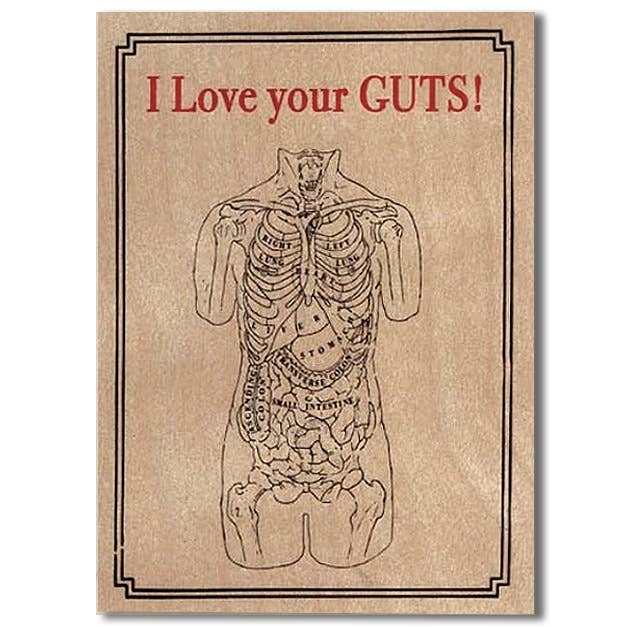 I Love Your Guts – Folding Wood Greeting Card