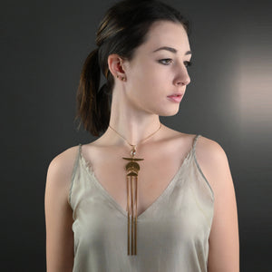 Wing Moon Waterfall Chain w/ Semi Precious Gemstones
